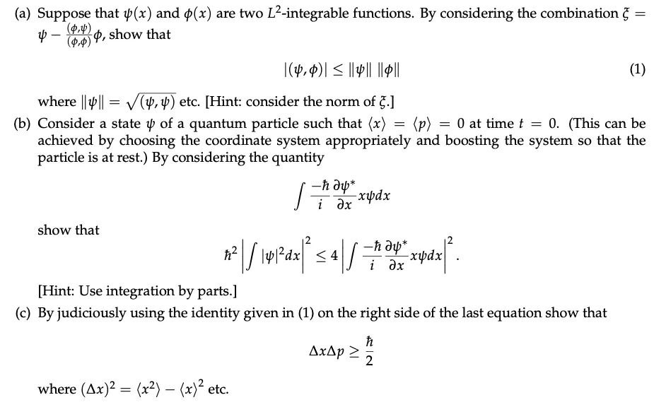 Solved (a) Suppose that ψ(x) and ϕ(x) are two L2-integrable | Chegg.com