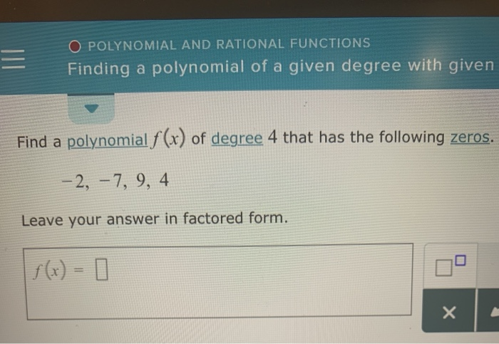 Solved O POLYNOMIAL AND RATIONAL FUNCTIONS Finding a | Chegg.com