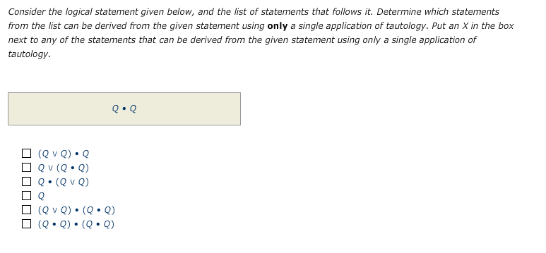 Solved Consider the logical statement given below, and the | Chegg.com