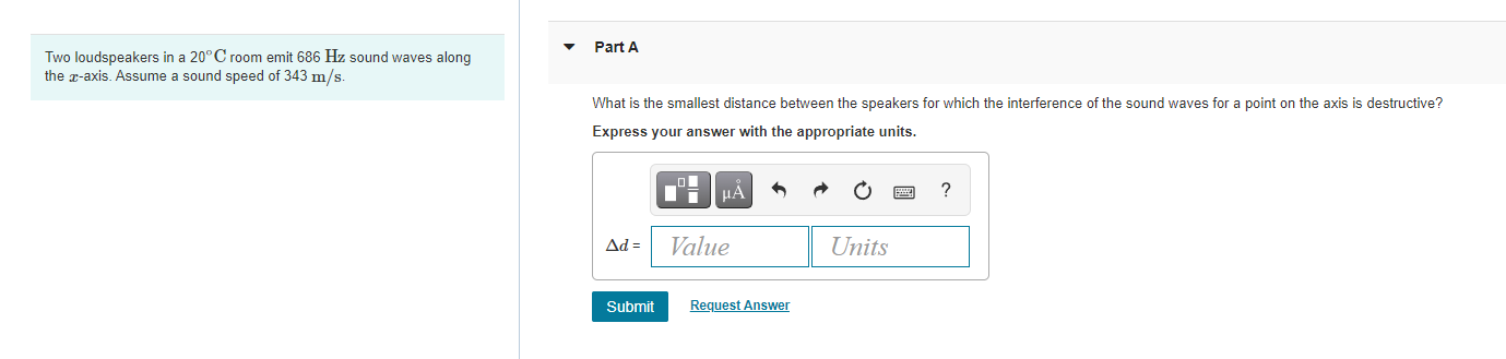 Solved Part A Two loudspeakers in a 20°C room emit 686 Hz | Chegg.com