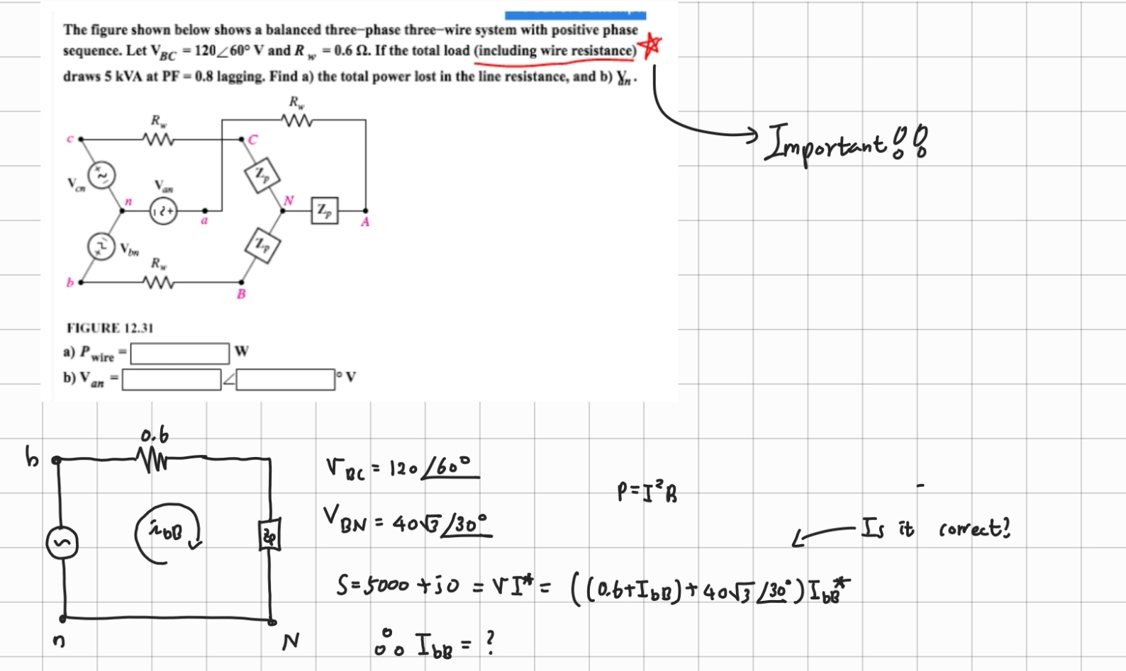 Solved The figure shown below shows a balanced three-phase | Chegg.com
