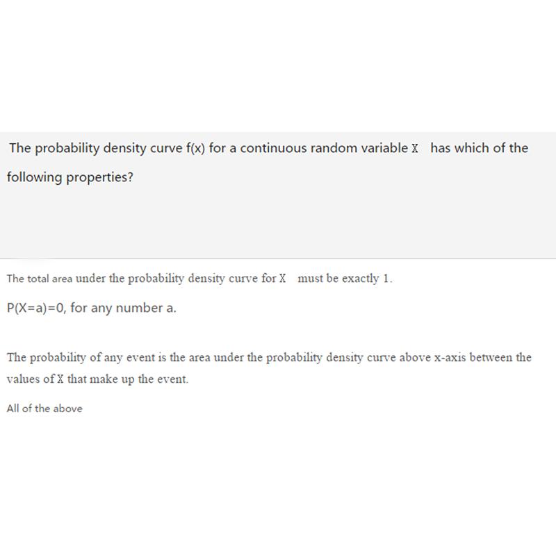 Solved The probability density curve f(x) for a continuous | Chegg.com