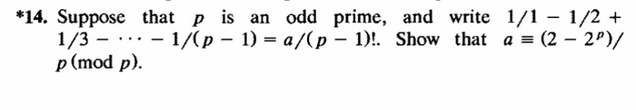 Solved *14. Suppose that p is an odd prime, and write 1/1 - | Chegg.com