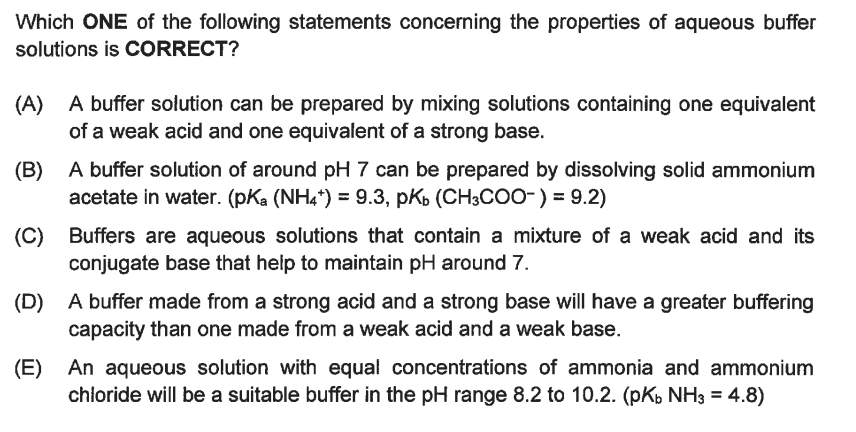 Solved Which ONE of the following statements concerning the | Chegg.com