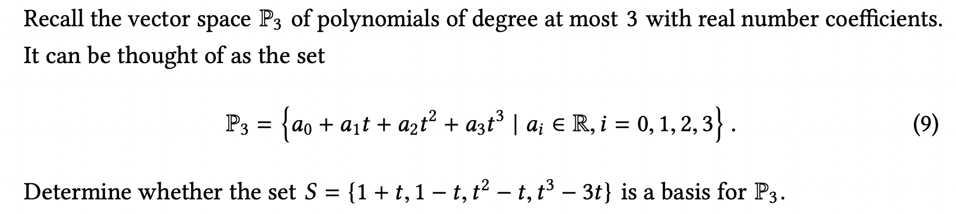 Solved Recall the vector space P3 of polynomials of degree | Chegg.com