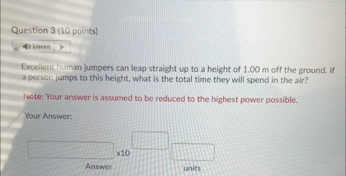 Solved 1.0m off the ground. if a person jumps to this height | Chegg.com