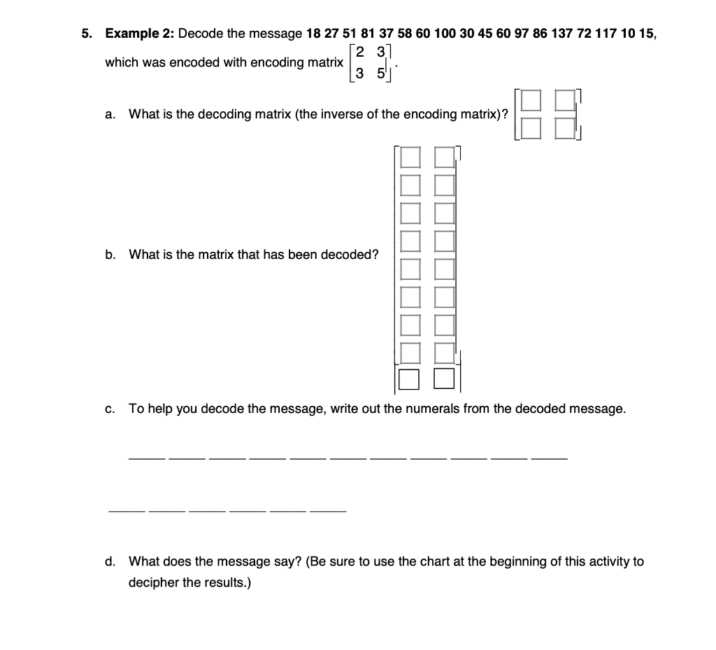 Solved Test the decoding matrix to verify that these | Chegg.com