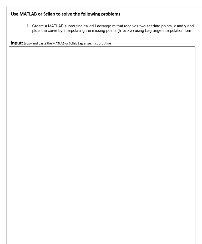 Solved Use MATLAB or Scilab to solve the following problems | Chegg.com