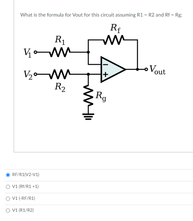 Solved What is the formula for Vout for this circuit | Chegg.com