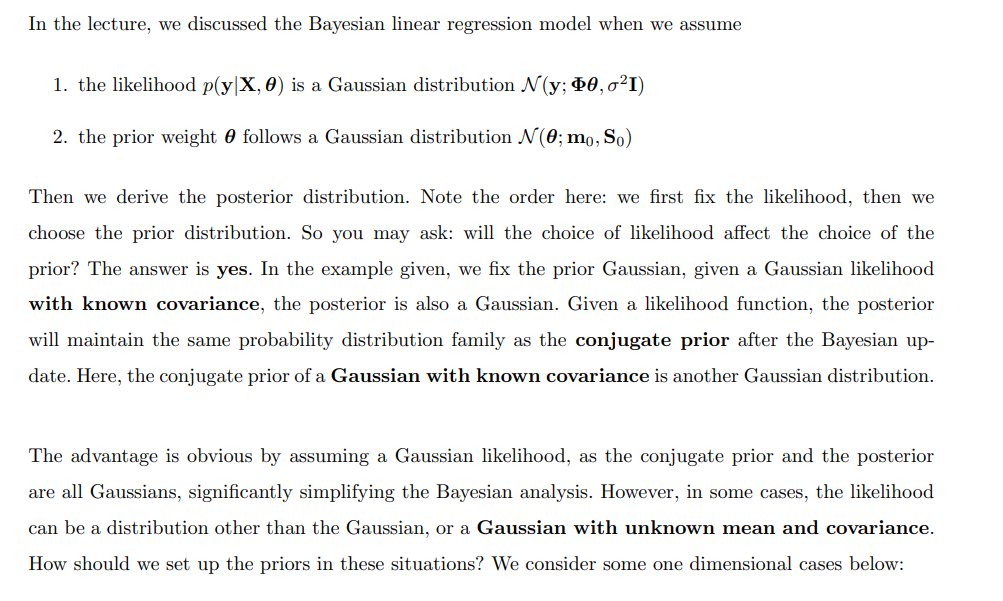 Solved In the lecture, we discussed the Bayesian linear | Chegg.com Solved In the lecture, we discussed the Bayesian linear | Chegg.com