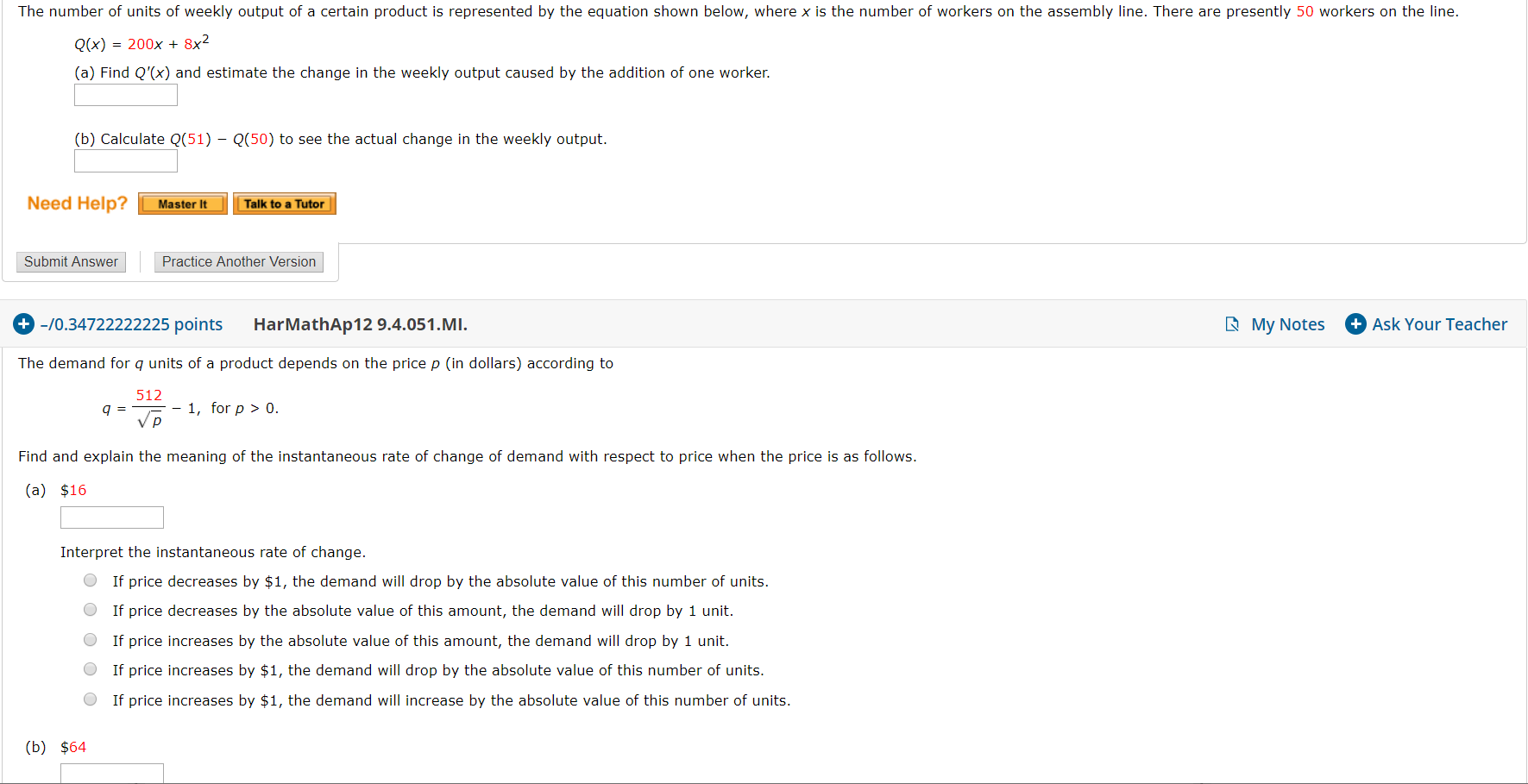 Solved The number of units of weekly output of a certain | Chegg.com