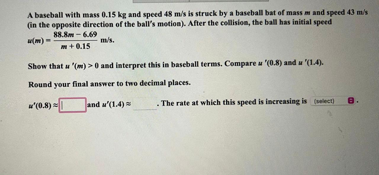 Solved A baseball with mass 0.15 kg and speed 48 m/s is | Chegg.com