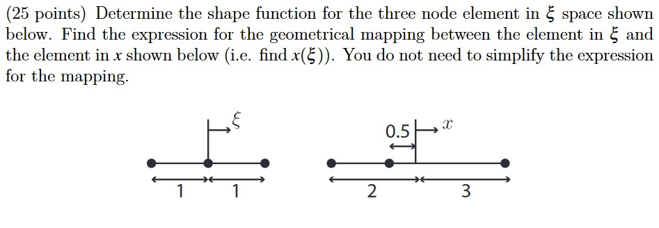 Solved (25 points) Determine the shape function for the | Chegg.com