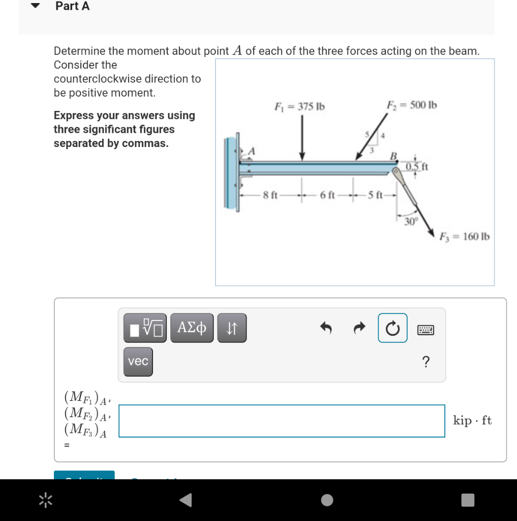 Solved Part A Determine the moment about point A of each of | Chegg.com