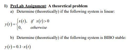Solved 1) PreLab Assignment: A theoretical problem a) | Chegg.com