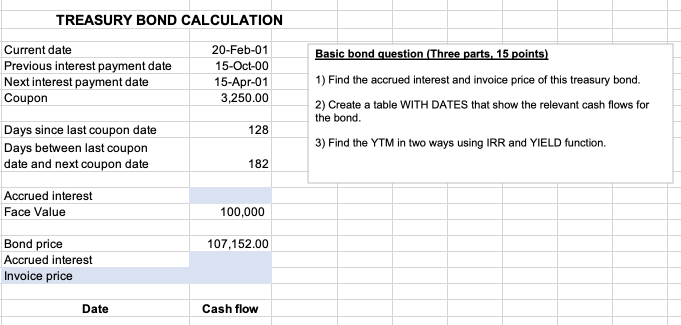 Solved TREASURY BOND CALCULATION Basic bond question (Three | Chegg.com