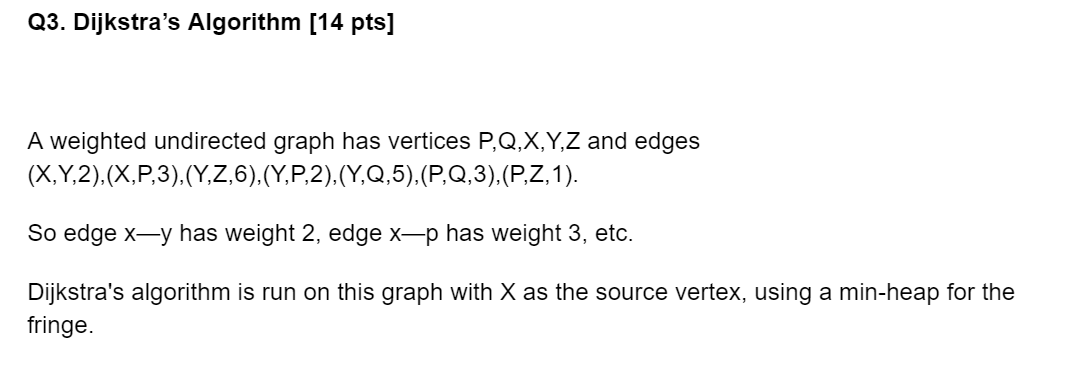 Q3. Dijkstra's Algorithm (14 pts] A weighted | Chegg.com
