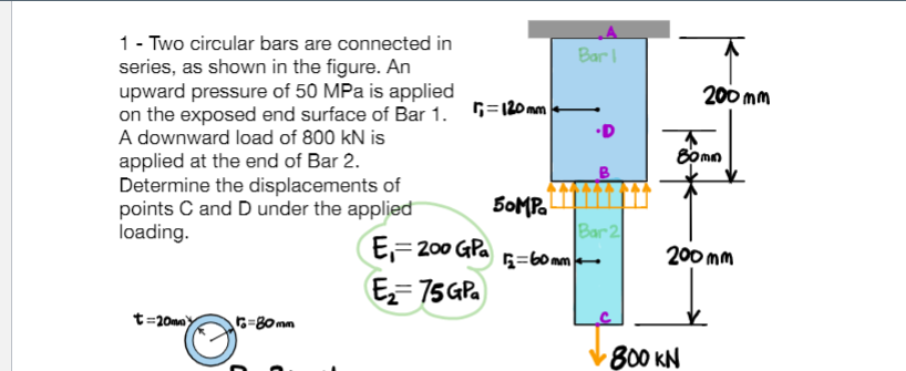 Solved 1 - Two circular bars are connected in series, as | Chegg.com
