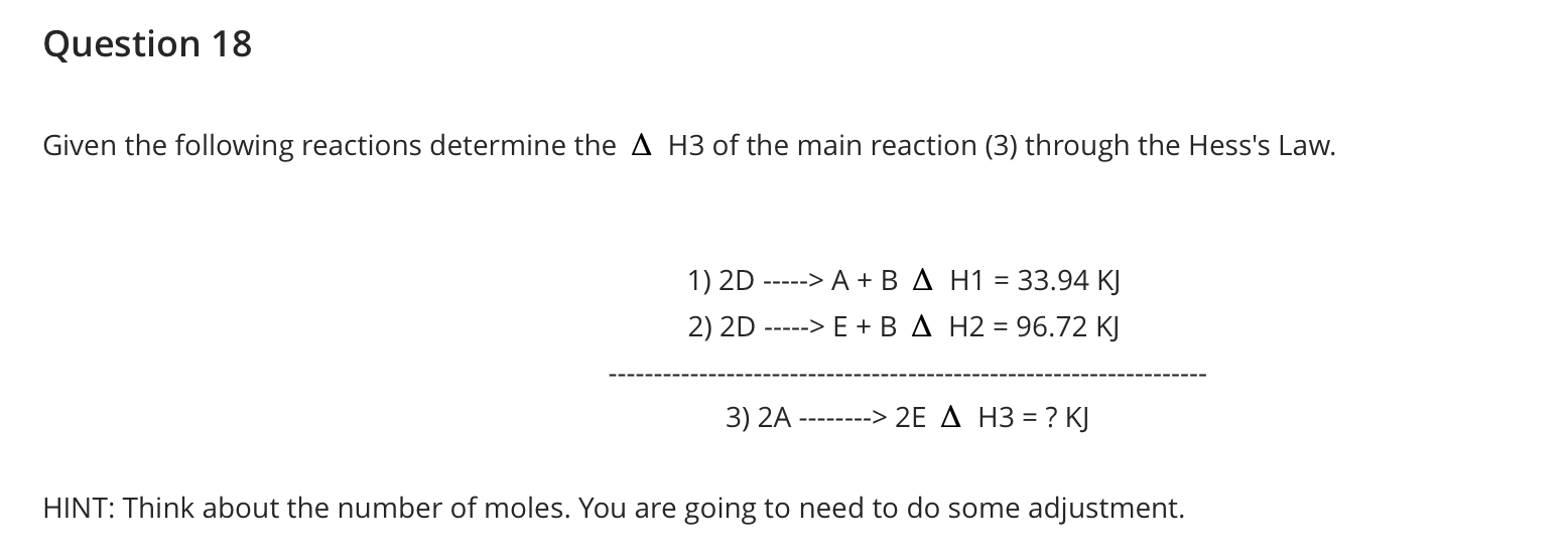 Question 18given The Following Reactions Determine
