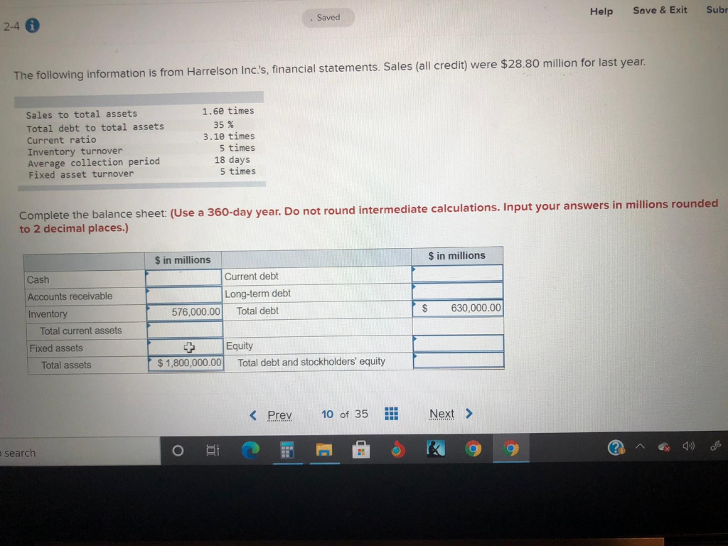 Solved Help Save & Exit Saved Subr 2-4 The following | Chegg.com