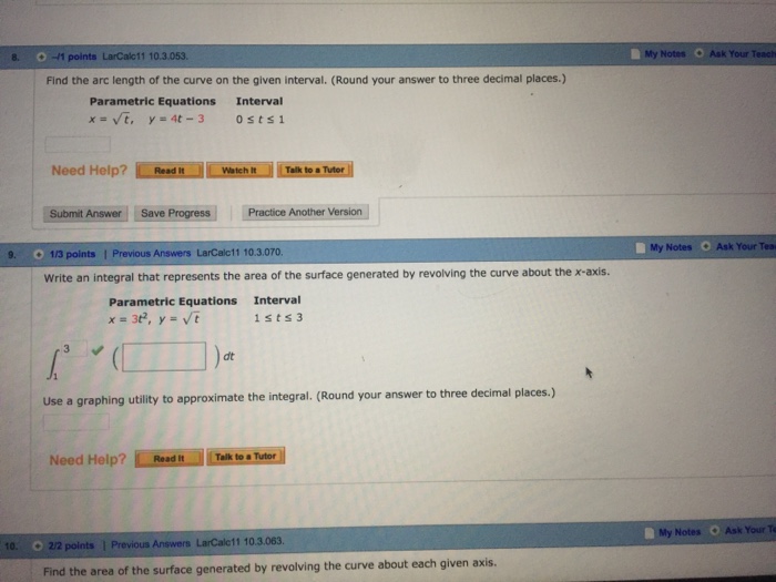 Solved 8. O-1 points LarCalc11 10.3.053 My Notes Ask Your | Chegg.com Solved 8. O-1 points LarCalc11 10.3.053 My Notes Ask Your | Chegg.com