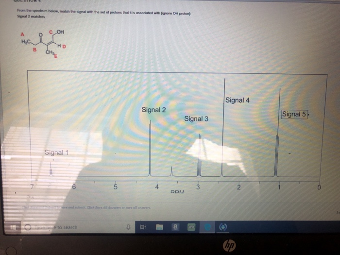 Solved From the spectrum below, match the signal with the | Chegg.com