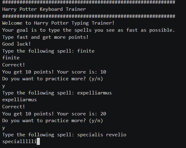 Solved Harry Potter Keyboard Trainer Welcome to Harry Potter | Chegg.com
