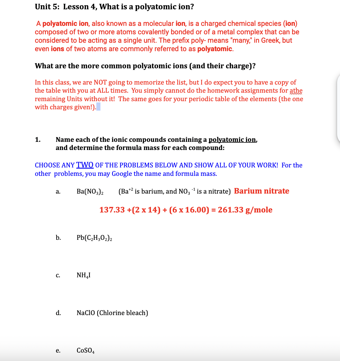 Solved Unit 5: Lesson 4, ﻿What is ﻿a polyatomic ion?A | Chegg.com