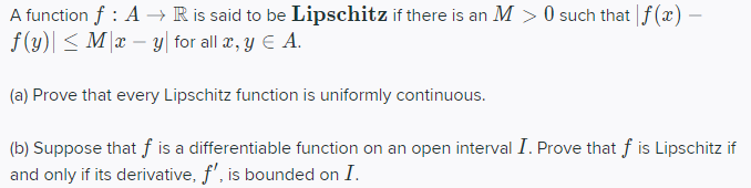 Solved A function f : A + R is said to be Lipschitz if there | Chegg.com