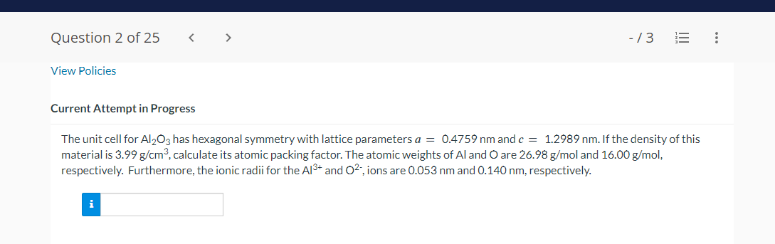 Solved The unit cell for Al2O3 has hexagonal symmetry with | Chegg.com