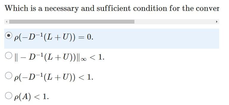 Solved which is a necessary and sufficient condition for the | Chegg.com