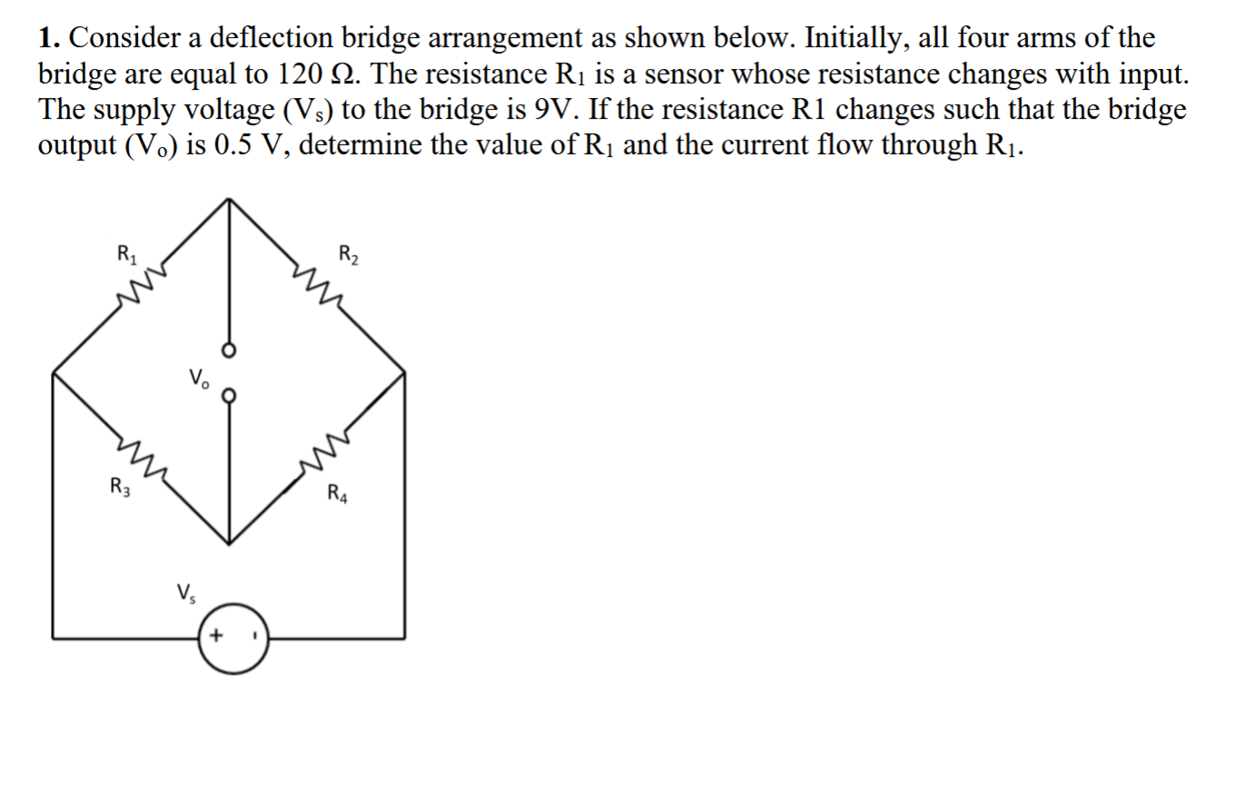 1. Consider a deflection bridge arrangement as shown | Chegg.com