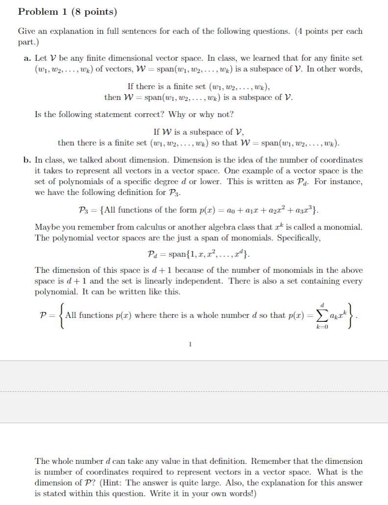 Solved Problem 1 (8 points) Give an explanation in full | Chegg.com