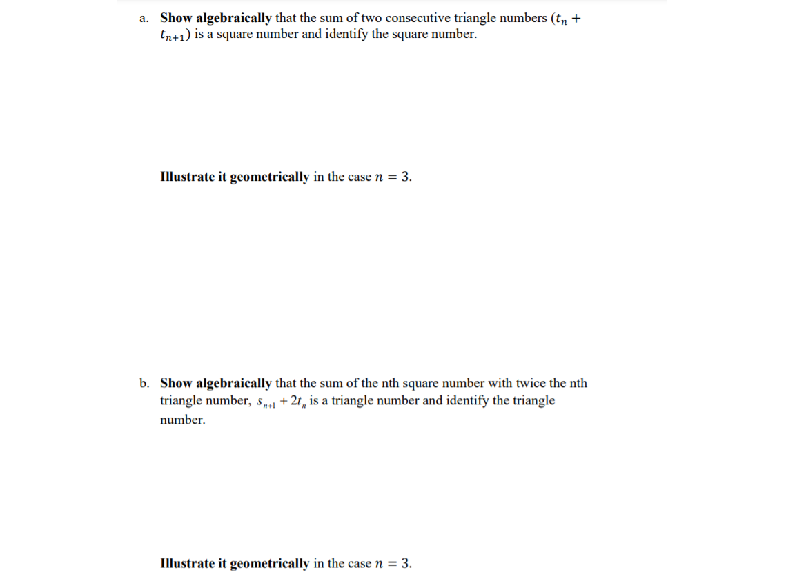 Solved a. Show algebraically that the sum of two consecutive | Chegg.com