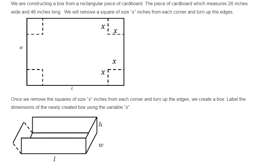 Solved We are constructing a box from a rectangular piece of | Chegg.com