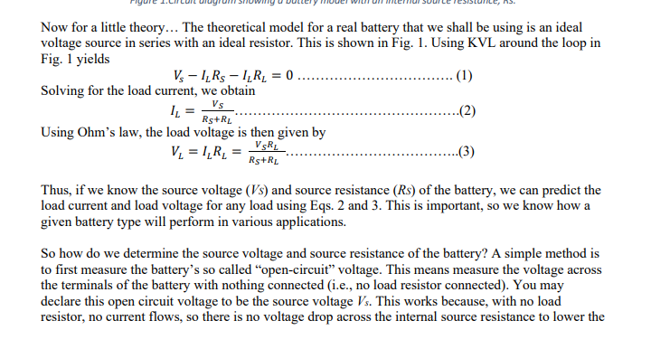 Solved Lab 3: Modeling a battery 1. Objective Students will | Chegg.com