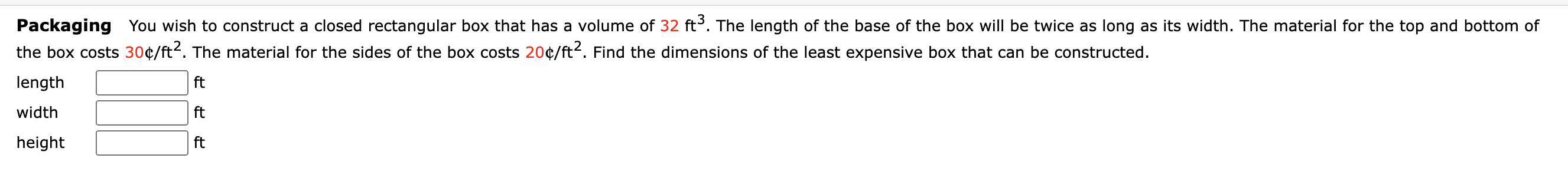 Solved Packaging you wish to construct a closed rectangular | Chegg.com