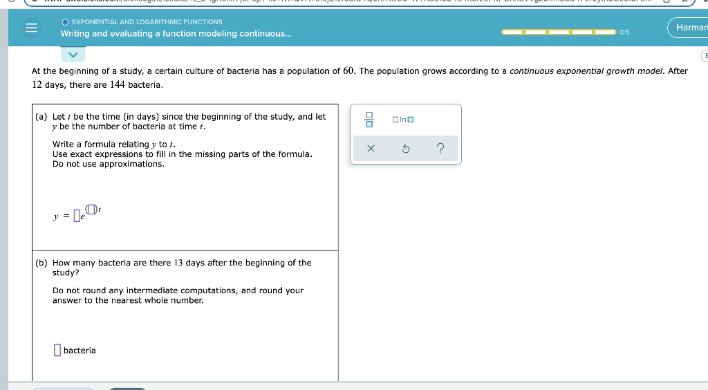 Solved O EXPONENTIAL AND LOGARITHMIC FUNCTIONS Writing and | Chegg.com