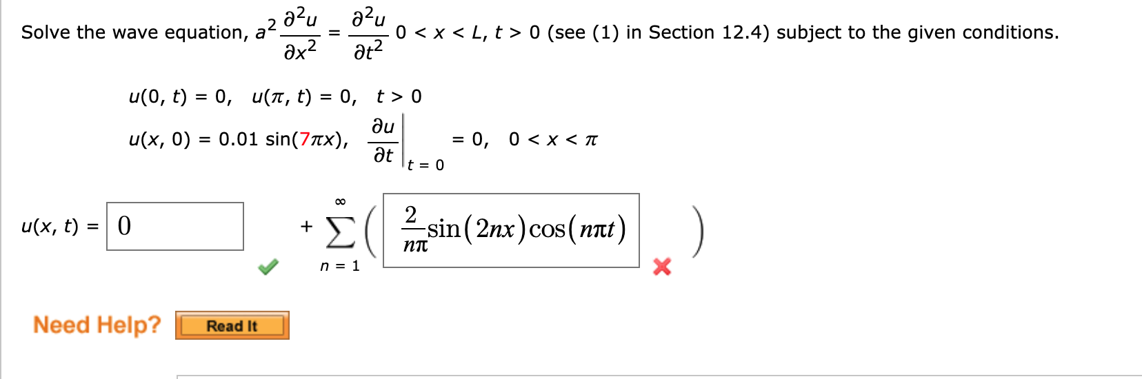 Solved Solve the wave equation | Chegg.com