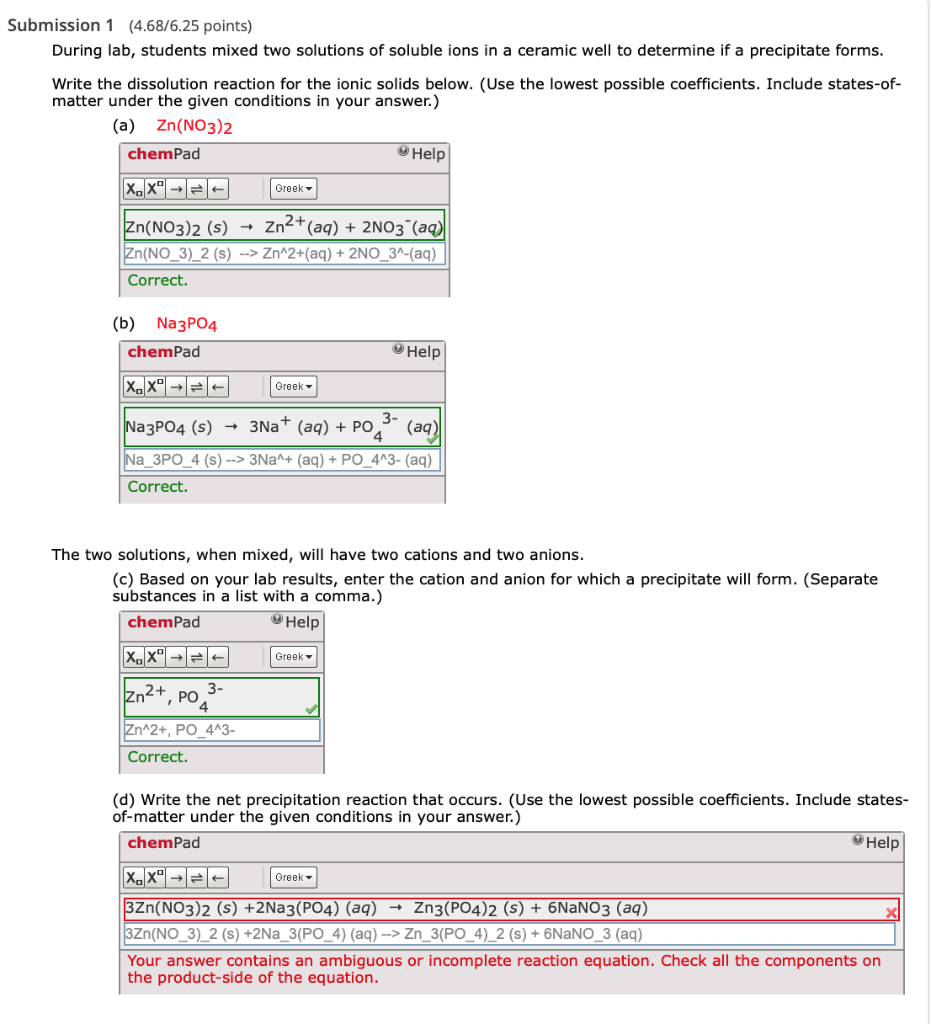 Solved Submission 1 (4.68/6.25 points) During lab, students | Chegg.com