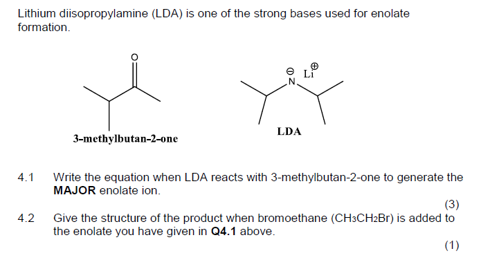 Solved Lithium diisopropylamine (LDA) is one of the strong | Chegg.com