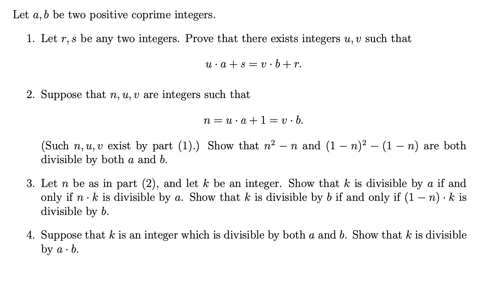 Solved Let a, b be two positive coprime integers. 1. Let r, | Chegg.com