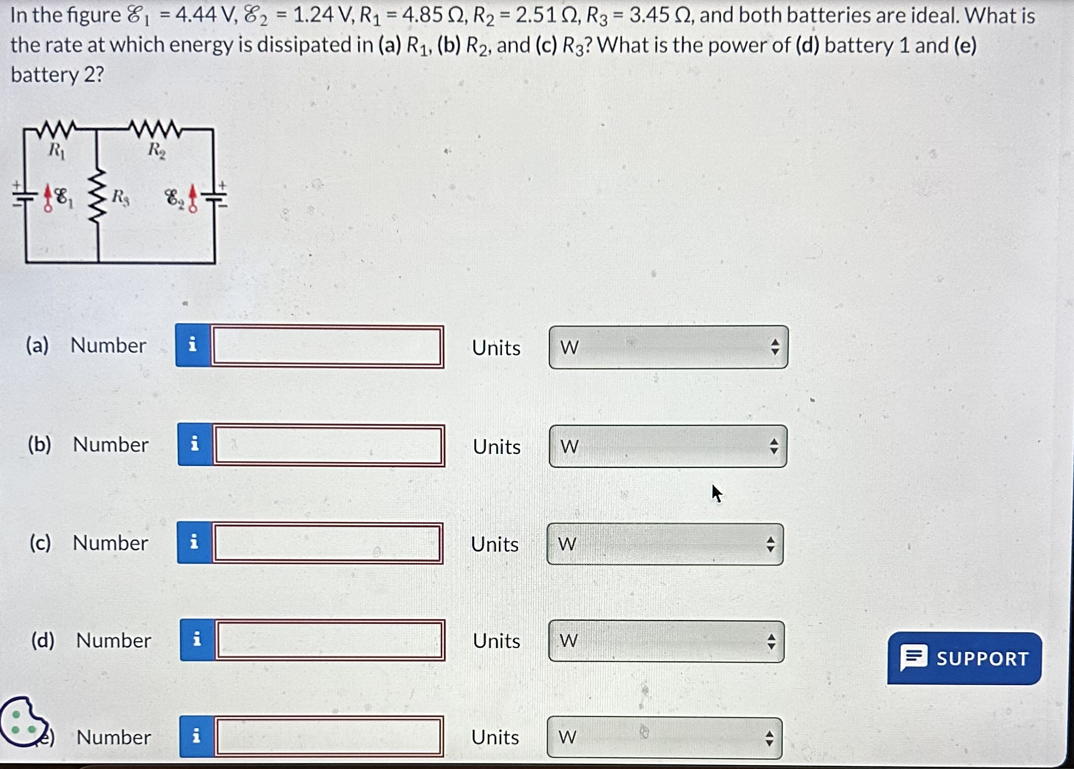 Solved In the figure E1=4.44 V,E2=1.24 | Chegg.com