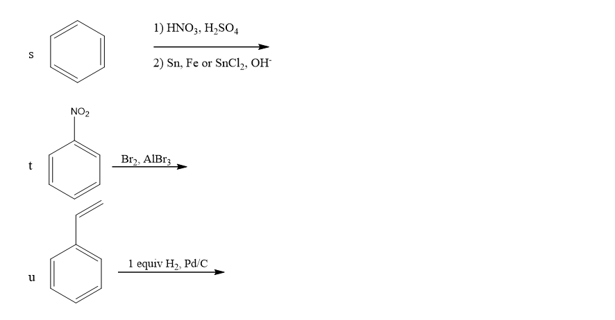 Solved 1) HNO3, H2SO4 S 2) Sn, Fe or SnCl2, OH NO2 Br, AlBr3 | Chegg.com
