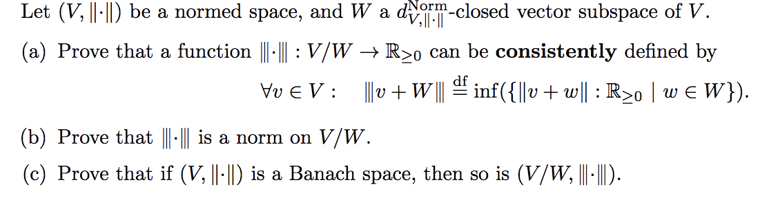 Solved V Let (V, II.1) be a normed space, and W a | Chegg.com