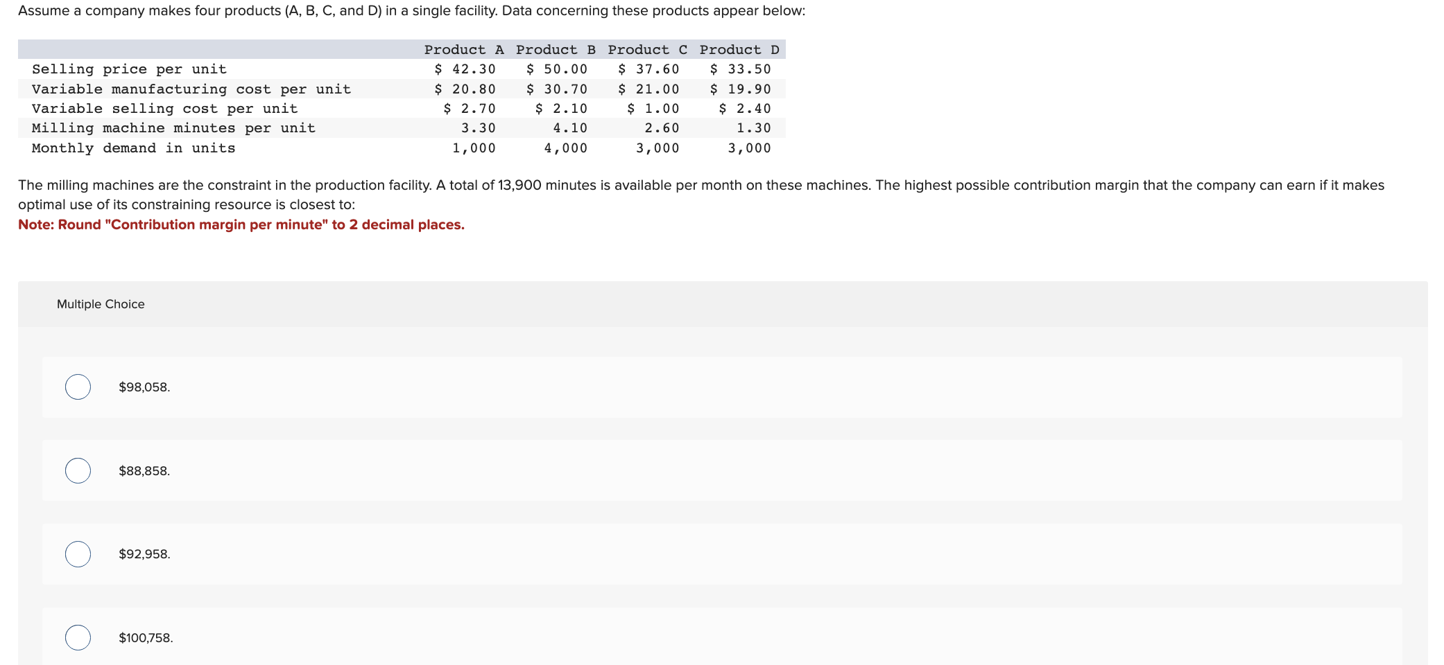 Solved optimal use of its constraining resource is closest | Chegg.com