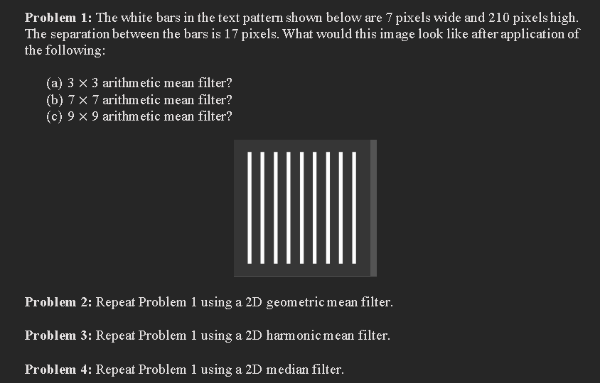 Solved Problem 1: The white bars in the text pattern shown | Chegg.com