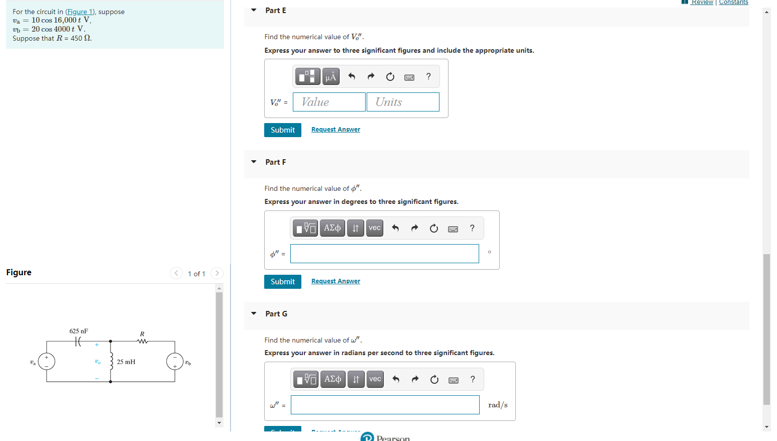 Solved Review Constants Correct For the circuit in (Figure | Chegg.com