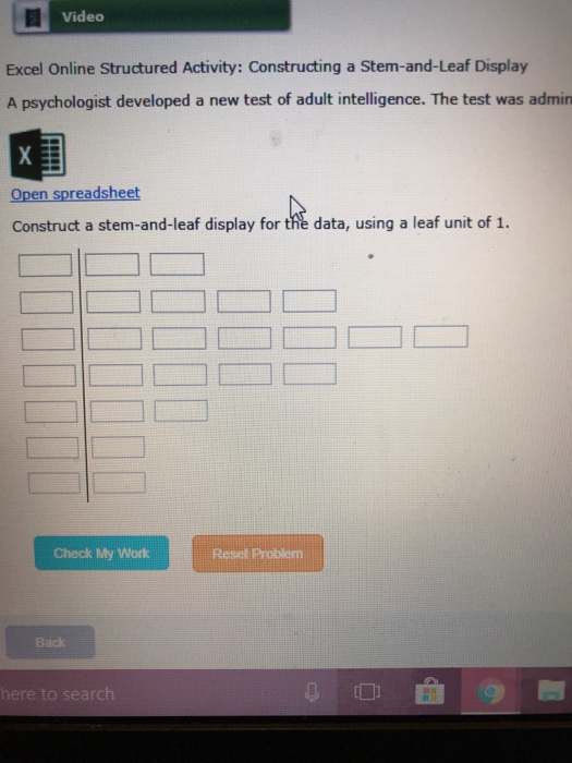 Solved Video Excel Online Structured Activity: Constructing | Chegg.com