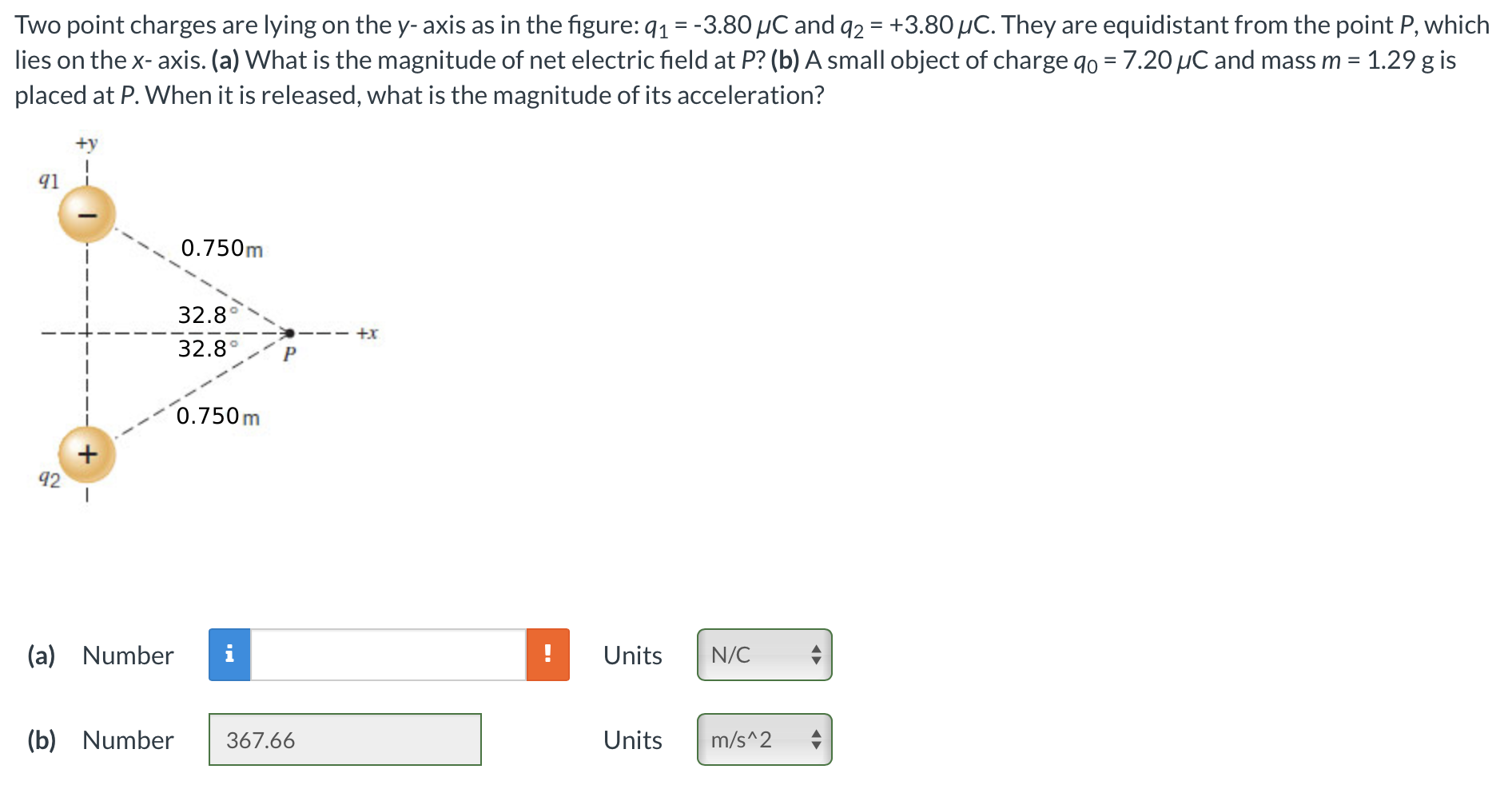 Solved Two point charges are lying on the y - ﻿axis as in | Chegg.com